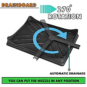 BaverlyBlue Dish Drying Rack with Drainboard, 2 Tier Dish Rack Easy to Install Dish Drying Rack for Kitchen Counter with Cutting Board Rack Silicone Mat (24 * 16inch)-Dish Rack (Black)