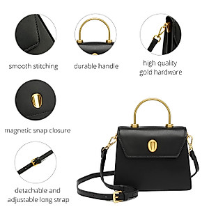 Scarleton Gold Top Handle Satchel Purses for Women, Handbags for Women, Crossbody Bags for Women, Shoulder Bag Purse Mini, H208401 - Black