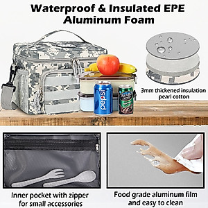 HOMESPON Tactical Lunch Box for Men Tacticism Lunch Bag Adult Insulated Lunchbox Large Durable Leakproof Thermal Cooler Bag with Water Bottle Pouch for Camping Work Fishing