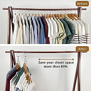 Magic Hangers Space Saving for Closet Organizer 6 Piece Stainless Steel Closet Space Saver Collapsible Hangers 8 Slots Cascading Hangers Upgraded Closet Storage for Heavy Clothes