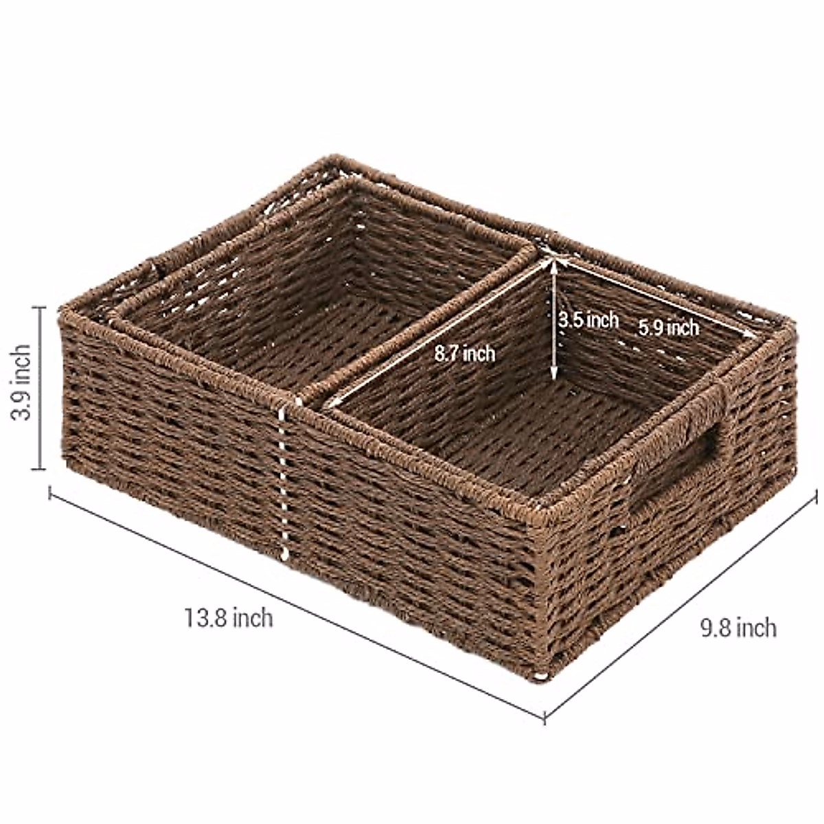 MyGift Rustic Brown Woven Small Storage Baskets for Storage, Decorative Nesting Basket Set, 3 Pack