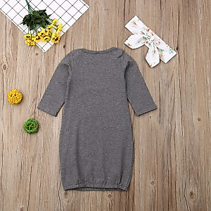 Qiylii Newborn Baby Girl Isn't She Lovely Floral Nightgowns Headband Sleepwear Sleeping Bag (0-3 Months, Gray)