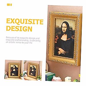 Toyvian Dollhouse Accessories Mini Photo Frame Toy Miniature Scene Furniture Miniatures Oil Painting Tiny Oil Painting Craft Simulated Mona Lisa Painting Exquisite Oil Painting Doll House