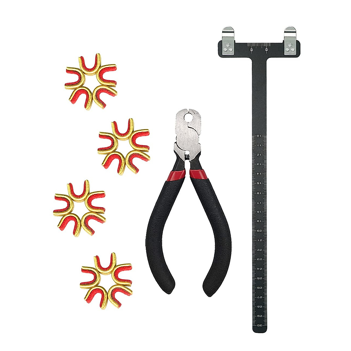 longbowmaker Archery Bow String Nock Points Pliers Set T Shape Bow Square Ruler Nocking Point Buckles Plier (Black)