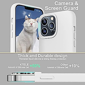 Ktele Compatible with iPhone 13 Pro Max Case 6.7 inch Premium Liquid Silicone with [Soft Anti-Scratch Microfiber Lining] Gel Rubber Full-Body Bumper Protection Case for iPhone 13 Pro Max - White