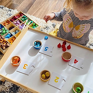 Large Set Full Rainbow Color Style Wooden Loose Parts Sensory Play Toys, Rainbow Mandala Loose Parts 7 Shapes, 27 Colors, Rainbow Stacker Nesting Toys Parts (162 PCS)…