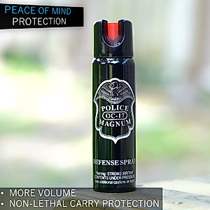 POLICE MAGNUM Large Pepper Spray Max Strength Portable Security- 16 ft Range- Made in The USA- 4oz Twist Lock (Red)