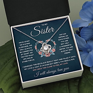 FG Family Gift Mall Sisters Gifts From Sister Necklaces For 2 Big Sister and Little Sister Happy Birthday Present For Women Jewelry Best Sister with Message Card and Gift Box, Stainless Steel, Cubic