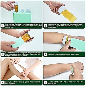 3 IN 1 Roll On Waxing Kit, CENYEDA Hair Removal Triple Roll-On Wax Warmer with 3 Honey Wax Cartridge Depilatory Wax Roller Refill for Legs Arms and Underarm, Upgrade Heating System-Just 13 Mins(Green)