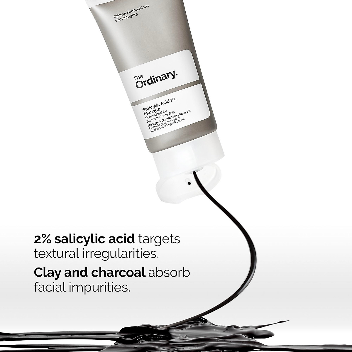 The Ordinary Salicylic Acid 2% Masque, Clarifying Charcoal & Clay Mask for Blemish-Prone Skin, 1.7 Fl Oz
