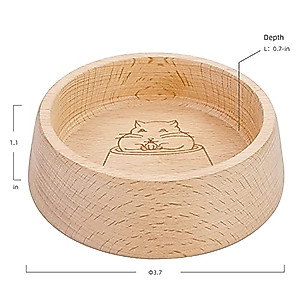 Niteangel Wooden Hamster Feeding Bowl - Small Animal Food Dish for Dwarf Syrian Hamsters Gerbils Mice Degus or Other Similar-Sized Small Pets (Hammy Pattern, for Syrian)