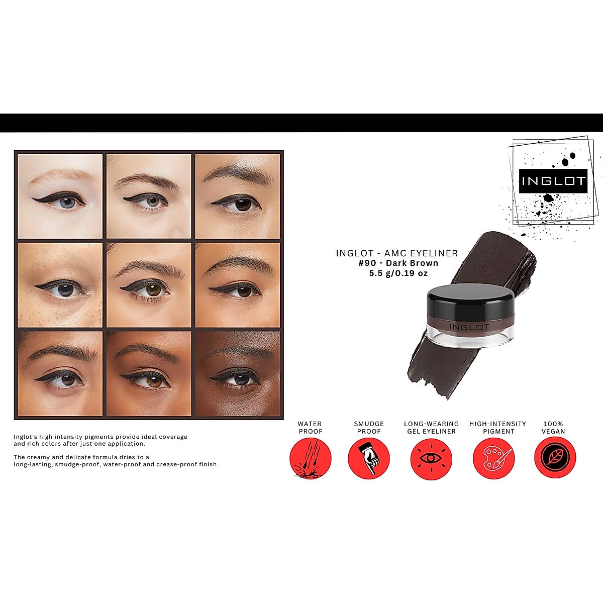 The Beauty Box INGLOT Bundle - Duraline, AMC Eyeliner Gel 77 and AMC Eyeliner Gel 90 (3-Piece)