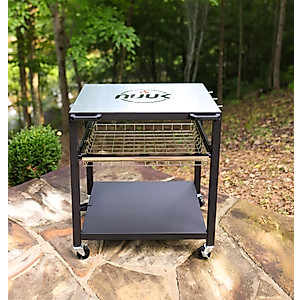 NUUK Double-Shelf Rolling Outdoor Pizza Oven Table, 24" x 30" Stainless Steel Commercial Multifunctional Food Prep Worktable with Drawer on Wheels