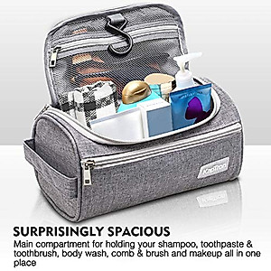 Travel Toiletry Bag – Small Portable Hanging Cosmetic Organizer for Men Women, Makeup, Toiletries, Hygiene Accessories, Shaving Kit, Clippers and Grooming Tools, Waterproof, Bathroom, Shower, Gym