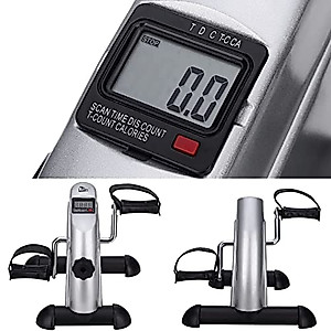 Mini Exercise Bike, Uten Under Desk Bike Pedal Exerciser, Peddler Exerciser, Portable Foot Cycle Arm & Leg Peddler Machine with LCD Screen Displays (Silver)