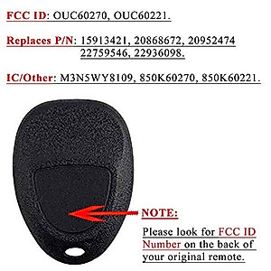 SaverRemotes Key Fob Compatible for 2007 2008 2009 2010 2011 2012 2013 Chevy Silverado 1500 2500 3500 Keyless Remote Replacement for OUC60270 OUC60221