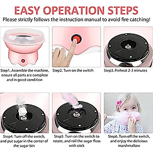 Cotton Candy Machine for Kids, Professional Cotton Candy Maker Machine BPA Free with 10 Cones and Sugar Scoop for Birthday Parties, Children's Day