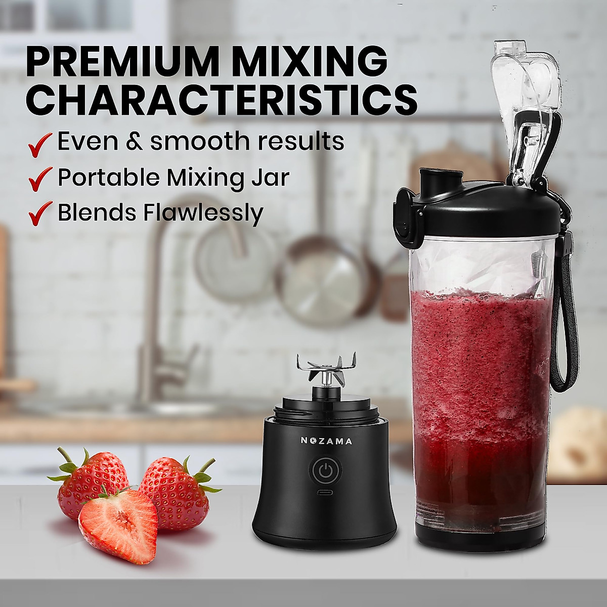 20 Oz Portable Blender, Personal Size Blender for Shakes and Smoothies, Mini Blender Cup with Rechargeable USB, Baby Food Blender, Smoothie, Juicer with 6 Blades for Home, Kitchen, Travel, Sports (Black)