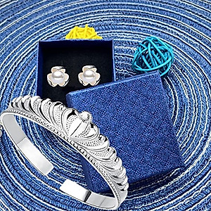 TOPOB Classic 925 Sterling Silver Bracelet, Ladies Fashion Pattern Open Alloy Jewelry Cuff Bangle Chain Bracelets (Silver-C)