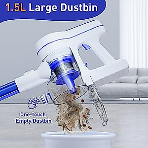 EICOBOT Cordless Vacuum Cleaner, 23Kpa Powerful Suction Lightweight Stick Vacuum Cleaner with Detachable Battery Up to 35 Mins Runtime,6 in 1 Handheld Vacuum for Hard Floor Carpet Pet Hair Sea Blue