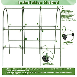 Tetutor Cucumber Trellis for Raised Bed 65"×48", Garden Arch Trellis for Climbing Plants Outdoor, Metal Garden Trellis for Vegetables, Cucumber Trellis for Tomato, Bean, Pea, Grape, Plant, Squash