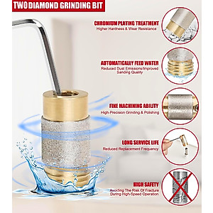 Podoy Stained Grinders Glass, Mini Power Industrial Glass Ceramics Grinding Tool with 5/8" + 1" Diamond Grinder Bit + Acrylic Bezel (110 V, Red)