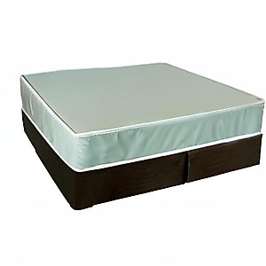 Treaton Pressure Relieving & Cooling High Density Foam Queen Mattress - 9-inch Water Proof Vinyl Medium Firm Tight Top Pocketed Coil Rolled Hybrid Mattres with 8” Wood Box Spring, Bed in Box, Green
