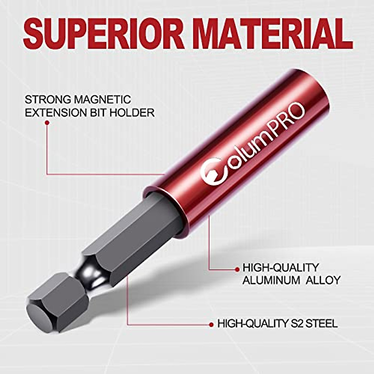 ColumPRO 6PCS Strong Magnetic Drill Bit Extension Holder for Impact Driver,1/4" Hex Shank S2 Steel Magnetic Screwdriver Extension,Straight Without Bending Drill Bit Extender,2, 4, 6-inch Extensions