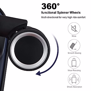 LUMINATERY Luggage Sets, ABS Hardshell 3pcs Luggage Suitcase with TSA Lock, Lightweight Durable Suitcase Sets with Spinner Wheels for Men Women Blue (20in/24in/28in)