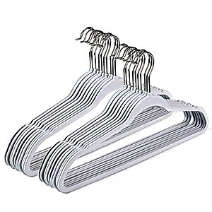 Quality Hangers Clothes Hangers 20 Pack - Non-Velvet Plastic Hangers for Clothes -Heavy Duty Coat Hanger Set -Space-Saving Closet Hangers with Chrome Swivel Hook, Functional Non-Flocked Hangers, Gray