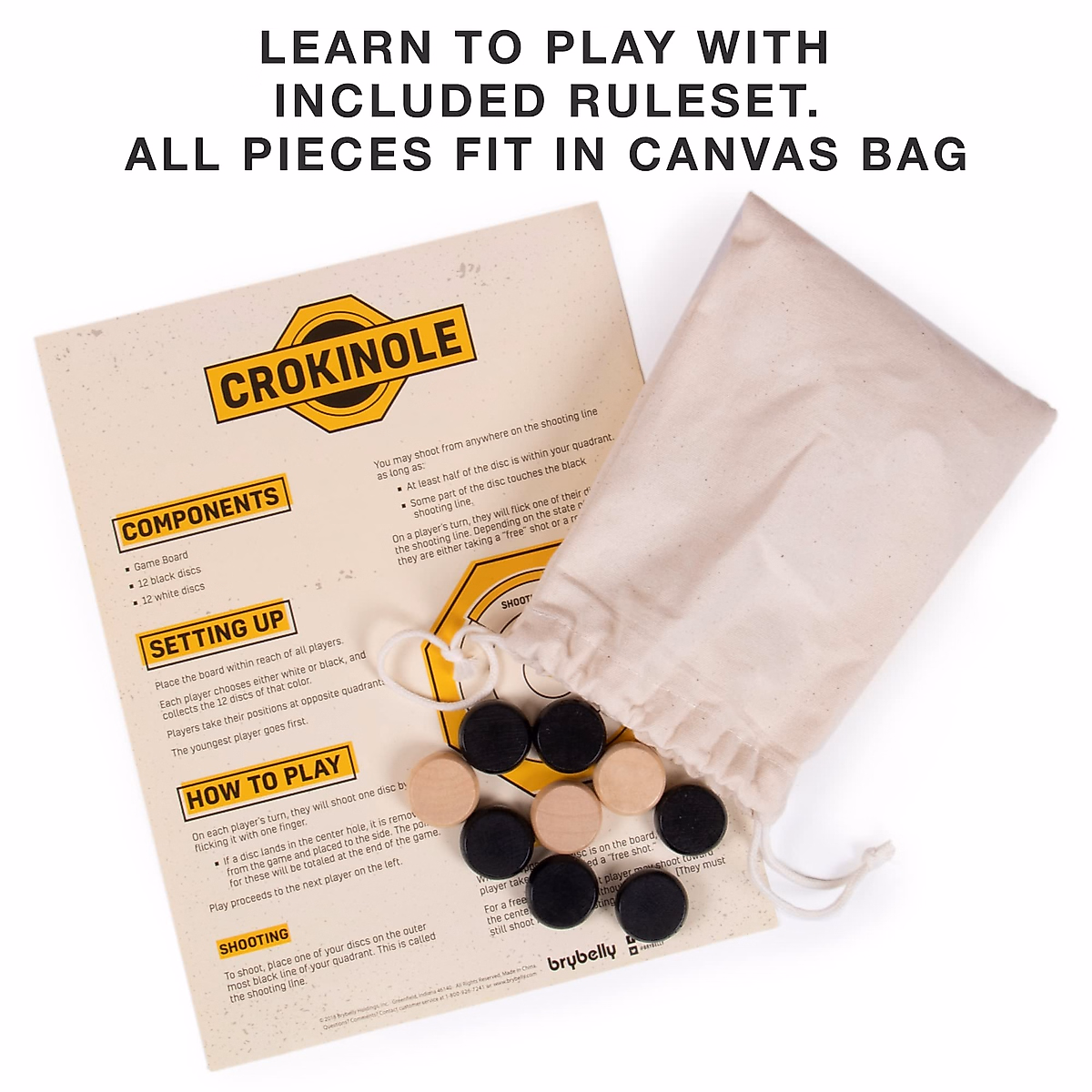 Tournament Crokinole & Checkers | Classic Dexterity Board Game for Two Players | 24 Black & White Discs & Game Board | 30 Inch