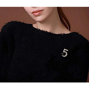 Comelyjewel Brooch Pin Number Five Pin Brooch Corsage Scarf pin Rhinestones Breastpin for Wedding/Banquet/Bouquet Golden