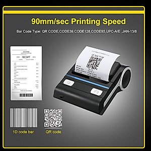 GZGYNADAST 80mm Bluetooth Portable Thermal Receipt Printer,only Compatible with Android/Windows, Can't Support iOS/ipad/MAC,3 inch Ticket Wireless Android Bill Invoice Printer for Small Business