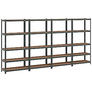 ERGOMASTER 5 Tiers Steel Shelves 72 Inches Height for Storage Heavy Duty Garage Organization Utility Shelf Rack for Books, Kitchenware, Tools Bolt-Free Assembly (Set of 4,Grey)