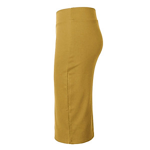 Urban CoCo Women's Elastic Waist Stretch Bodycon Midi Pencil Skirt (as1, Alpha, x_l, Regular, Regular, Turmeric)