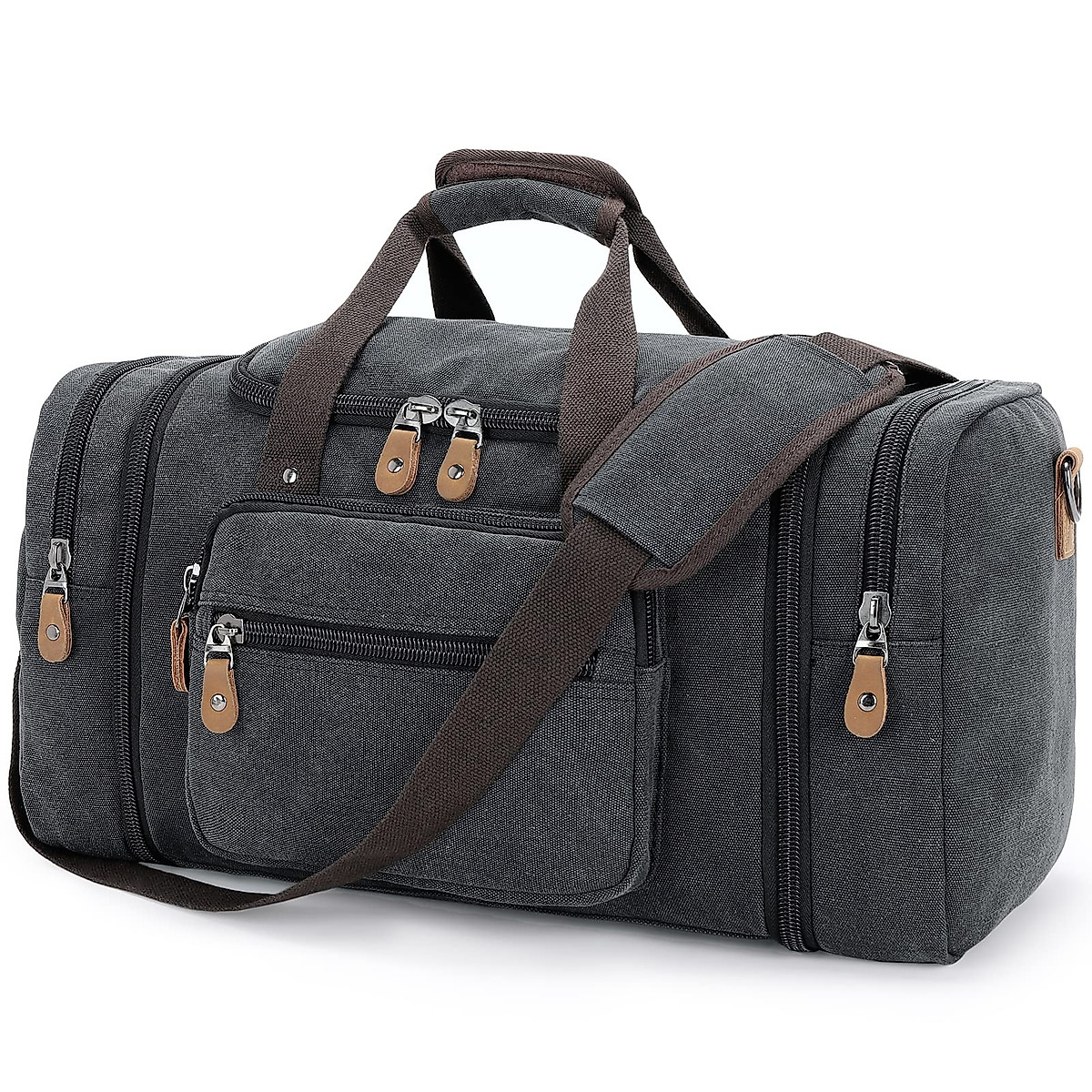 Gonex Canvas Duffle Bag for Travel, 60L Duffel Overnight Weekend Bag (Dark Gray)