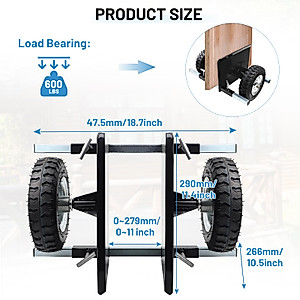 DBREAKS Heavy Duty Panel Dolly, Adjustable Door Dollys with Wheels, 8"Pneumatic Wheels, 600LBS Capacity All Terrain Moving Cart Panel Dolly for Drywall Sheet Heavy Appliance & Material Handling(Black)