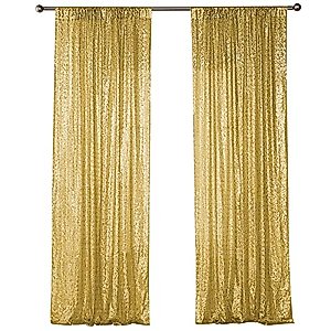 Sugargirl Gold Sequin Backdrop Curtain 2 Panels 2FTx8FT Glitter Gold Background Drapes Sparkle Photography Backdrop for Party Wedding Birthday Wall Decoration