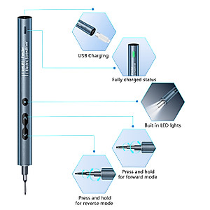 62 In 1 Mini Electric Screwdriver, Rechargeable Portable Small Cordless Electric Screwdriver Kit With Led Light and 48 Standard Screwdriver Heads, Handy Repair Tool for Phone Watch Camera Laptop.