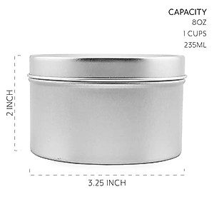 Cornucopia 8-Ounce Round Metal Tins (12-Pack); For Candles, Arts & Crafts, Storage & More