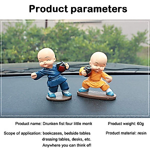LOHOME 4 Pcs/Set Cute Shaolin Kungfu Kids Cans Drunken Boxing Monk Decoration Supplies - Resin Creative Craft Accessories Car Dashboard Ornament Car Home Decor