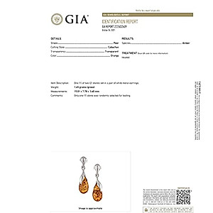 Amber Earrings - GIA Certified Baltic Amber Earrings "Tina" - Dangle Earrings - Sterling Silver Jewelry Collection