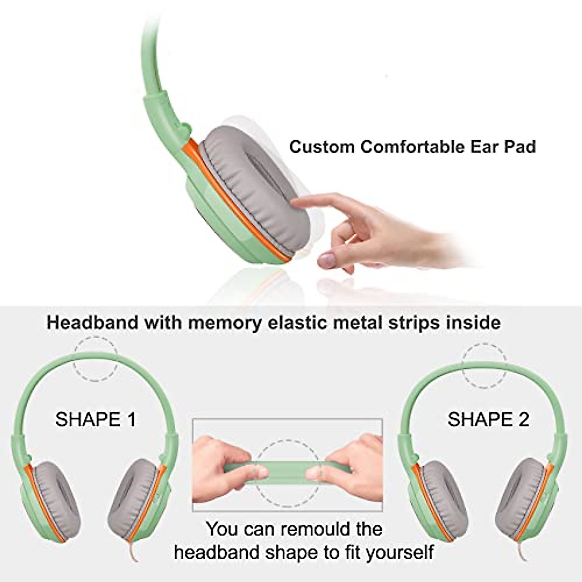 SIMOLIO Boys Girls Headphones with MIC, Wired School Headphones for Kids Children Teens Adult Amazon Kindle Fire PC Tablet MP3/4, 85dB 94dB 104dB Volume Limited Headset with Adjustable Headband