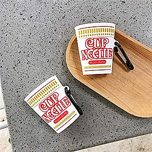 TOU-BEGUIN Charging Case Compatible with Airpods 1/2,Cute Noodles Box Creative Instant Food Container Design Full Protective Earphone Skin Cover