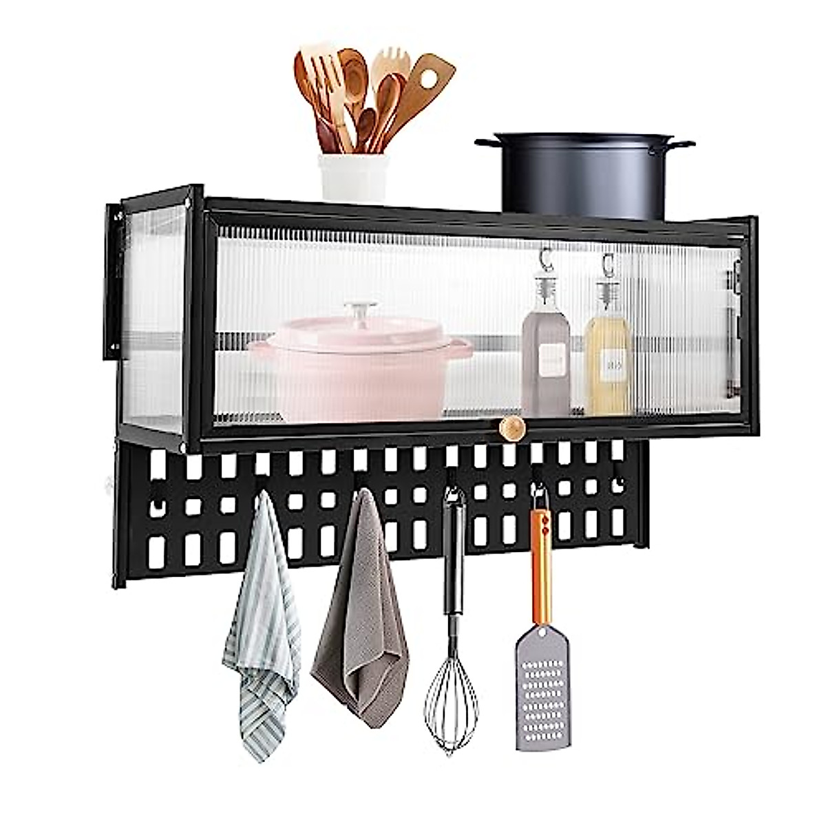 Wall Cabinet Balcony Black Kitchen Wall Cabinet Living Room Bedroom Storage Cabinet Flip-Up Door Wall Cabinet Wall-Mounted Locker 85 * 28cm