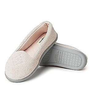 Dearfoams Women's Rebecca Lightweight Cozy Memory Foam Closed Back Slipper with Wide Widths, Dusty Pink Chenille, 9-10