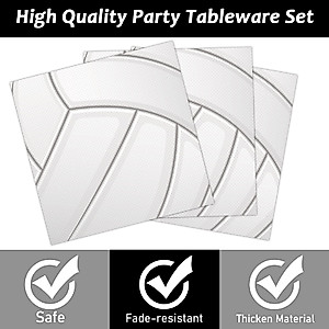 Wiooffen 96pcs Volleyball Birthday Party Supplies Sports Paper Plates Napkins Set Disposable Tableware Kit Sports Theme Party Baby Shower Decorations Favors for Boy, Serve 24