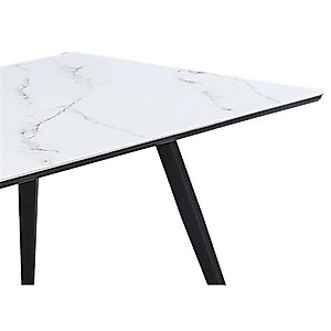 Acme Caspian Faux Marble Dining Table with Metal Base in White and Black