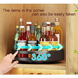 BULTIWEUD 1 Tier Lazy Susan Turntable Spice Rack Organizer Food Storage Container for Kitchen Cabinet, Spinning Organizer for Spices,Condiments,Black