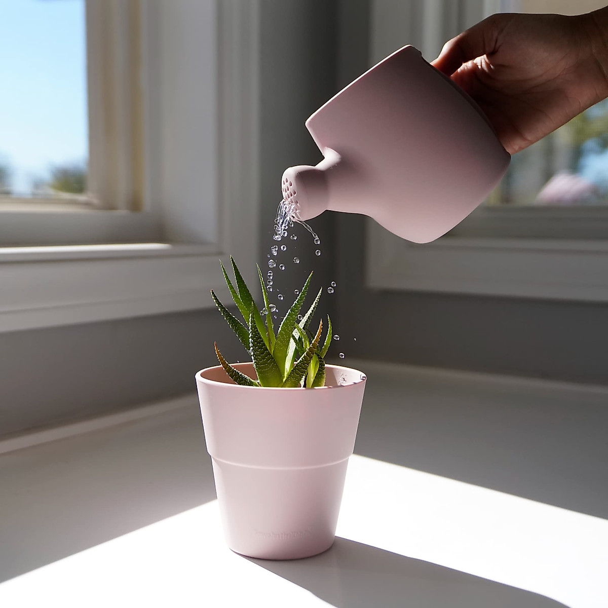 BraveJusticeKidsCo. | Toddler Silicone Gardening Set | Watering Can & Pot | Rake & Shovel (Blush)